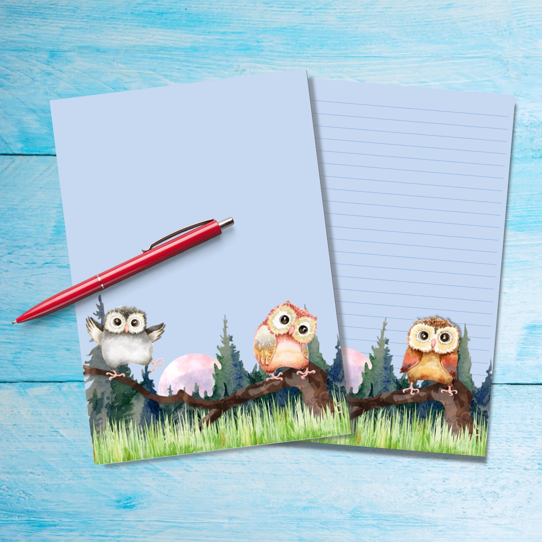 Buho Owls A5 Letter Writing Paper, Pen Pal Supplies, Stationery Lined ...