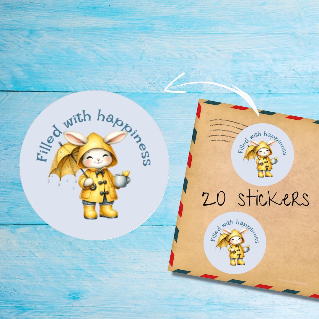 Puddles Stickers Pack, Cute Individually Cut Round Matte Happy Mail ...