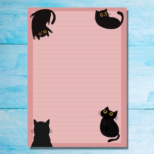 Black Cat A5 Letter Writing Paper, Pen Pal Supplies, Stationery Lined ...