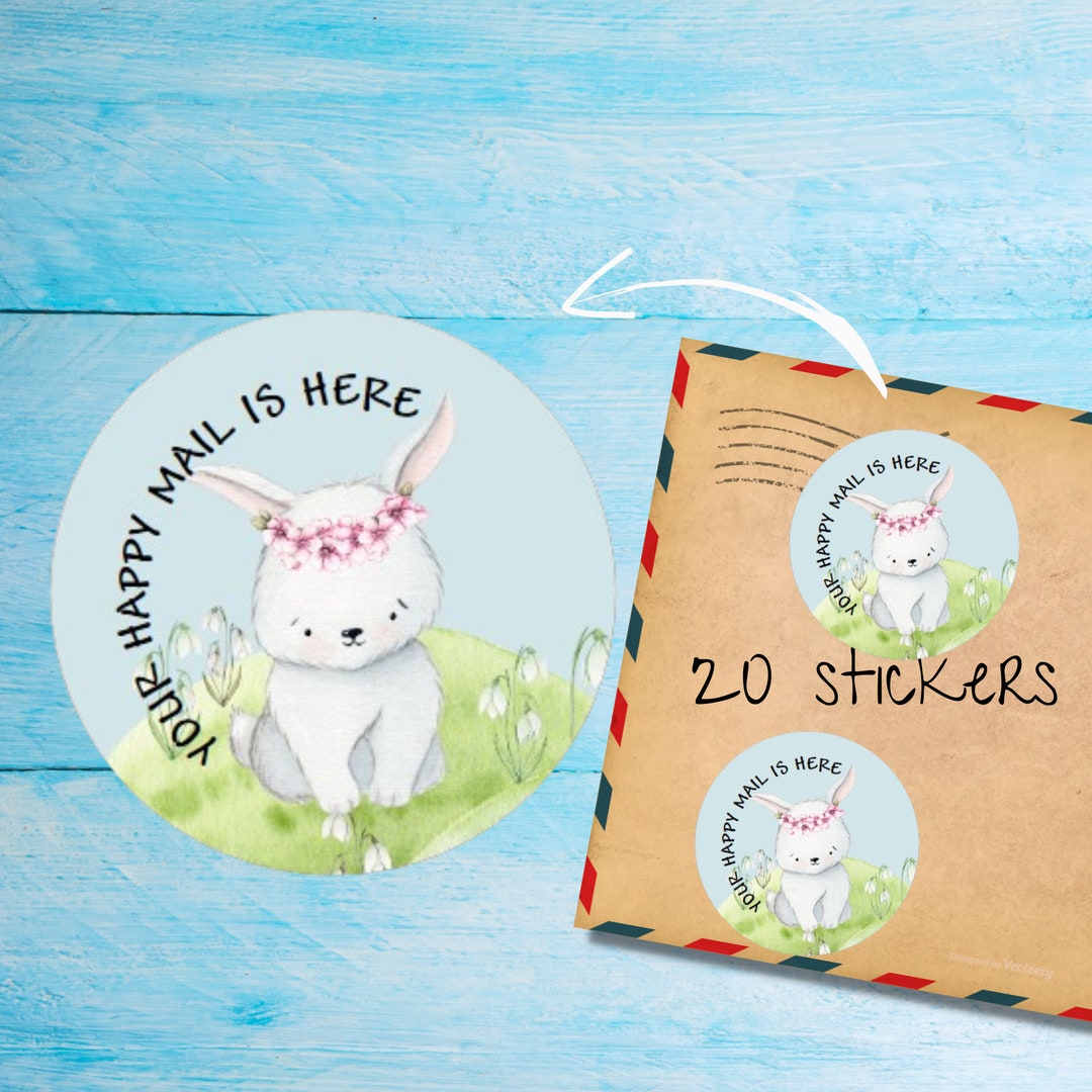 Rabbits Garden Stickers Pack, Cute Individually Cut Round Matte Happy ...