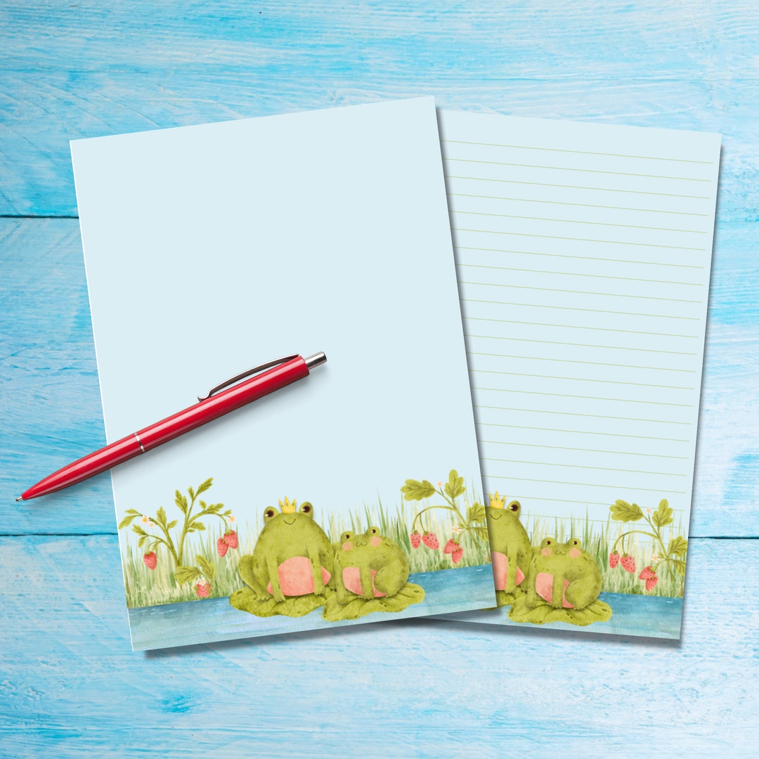 Strawberry Frog A5 Letter Writing Paper, Stationery Lined Notepaper ...