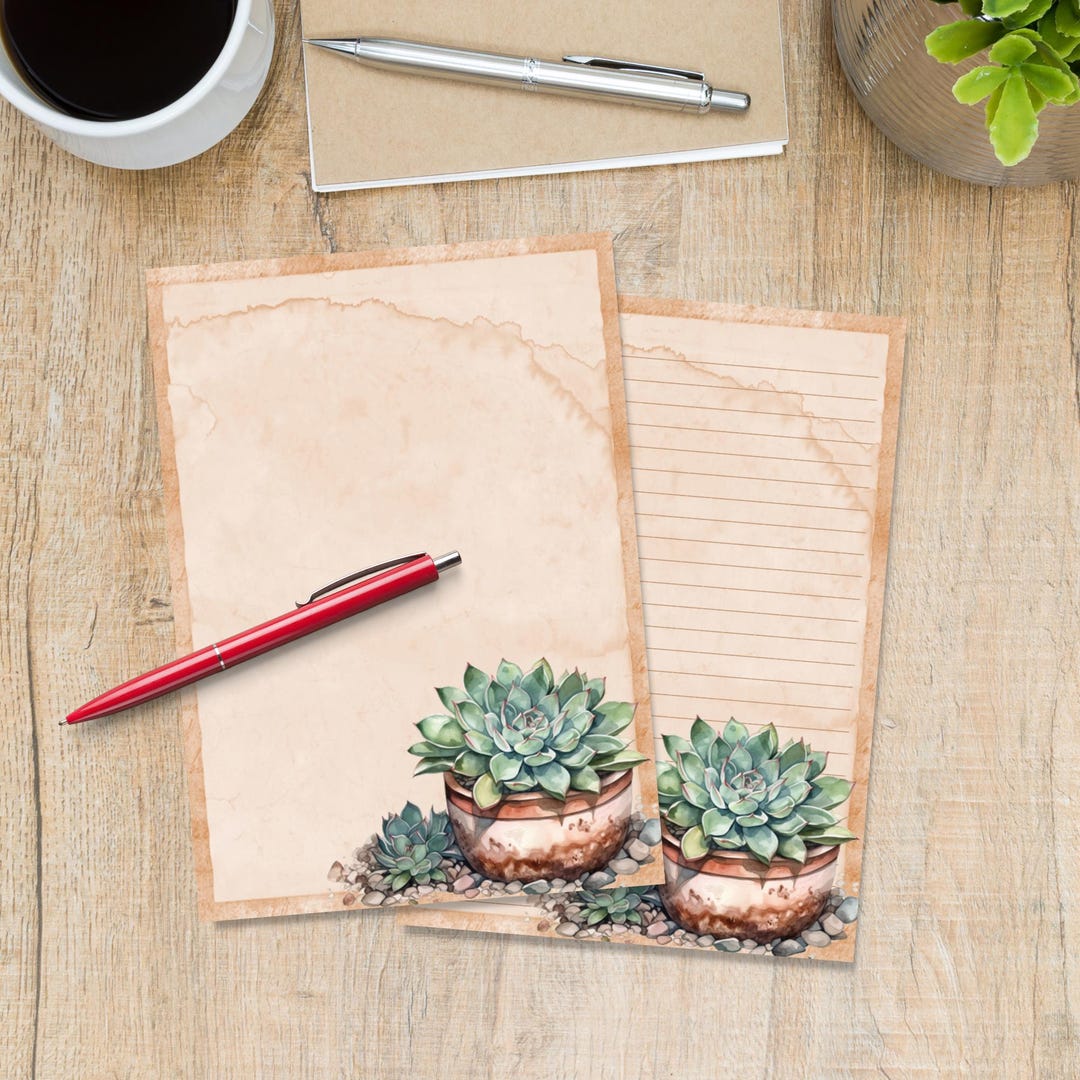 Potted Succulent A5 Letter Writing Paper, Pen Pal Supplies, Stationery ...