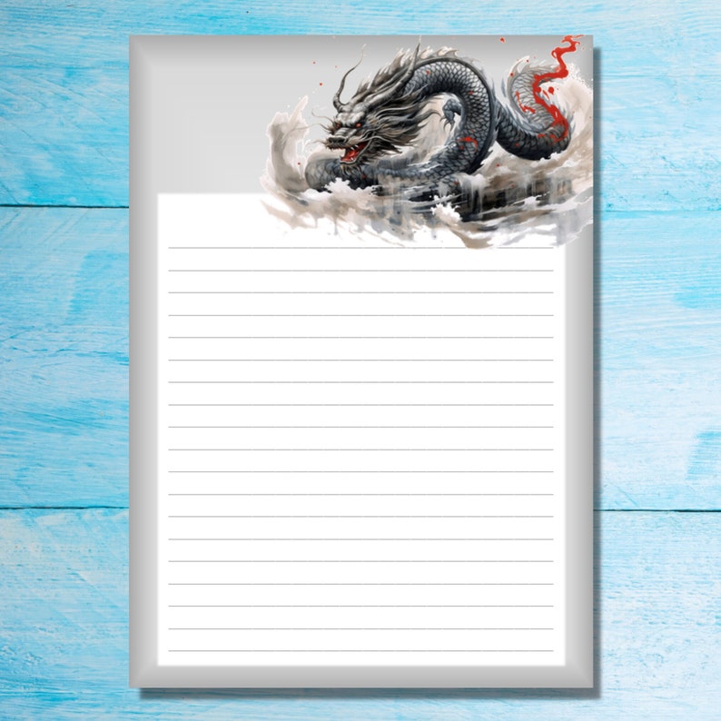 Oriental Dragons A5 Letter Writing Paper, Pen Pal Supplies, Stationery ...