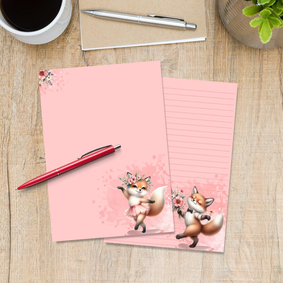 Dancing Foxes A5 Letter Writing Paper, Pen Pal Supplies, Stationery ...