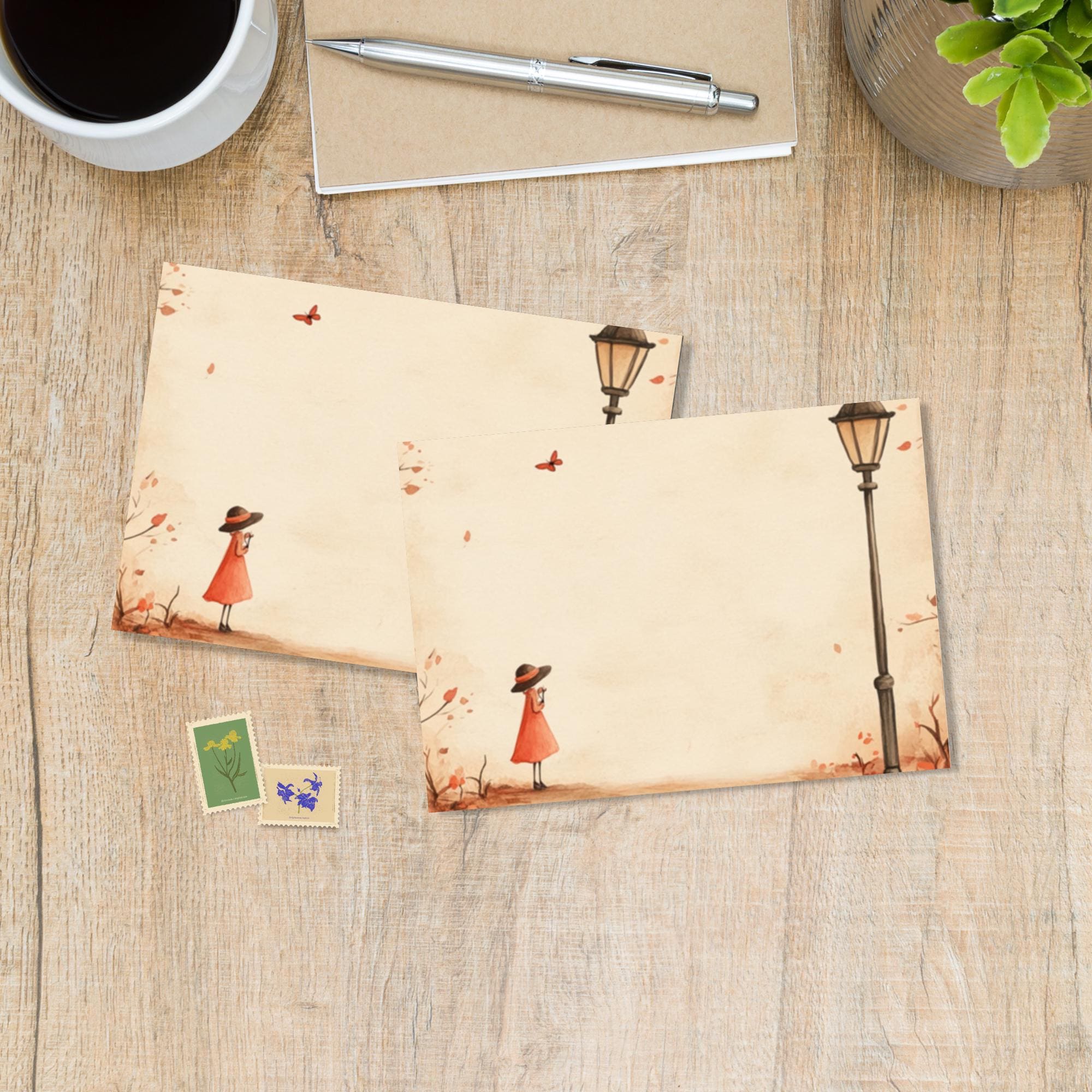 Waiting Girl Matching Pen Pal Letter Writing Kit, A5 Writing Paper ...