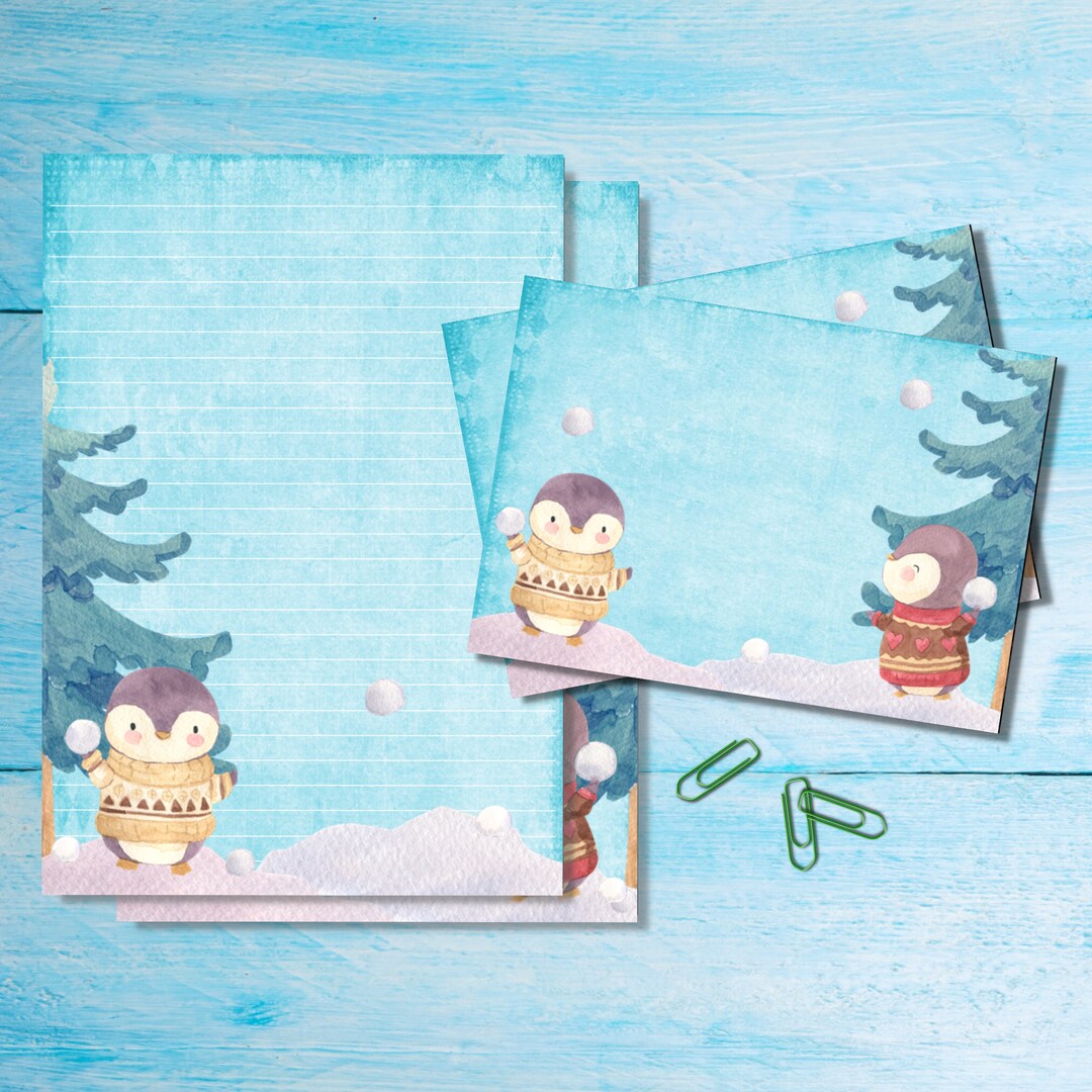 Snowball Fight A5 Letter Writing Stationery Set, Cute Penpal Supplies ...