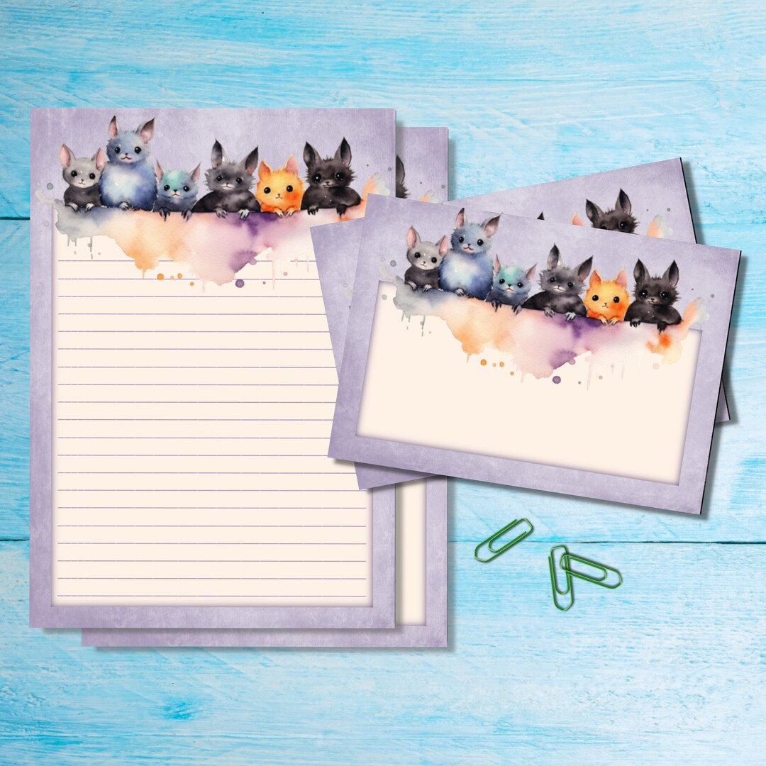 Bat Line-up A5 Letter Writing Stationery Set, Spooky Penpal Supplies ...