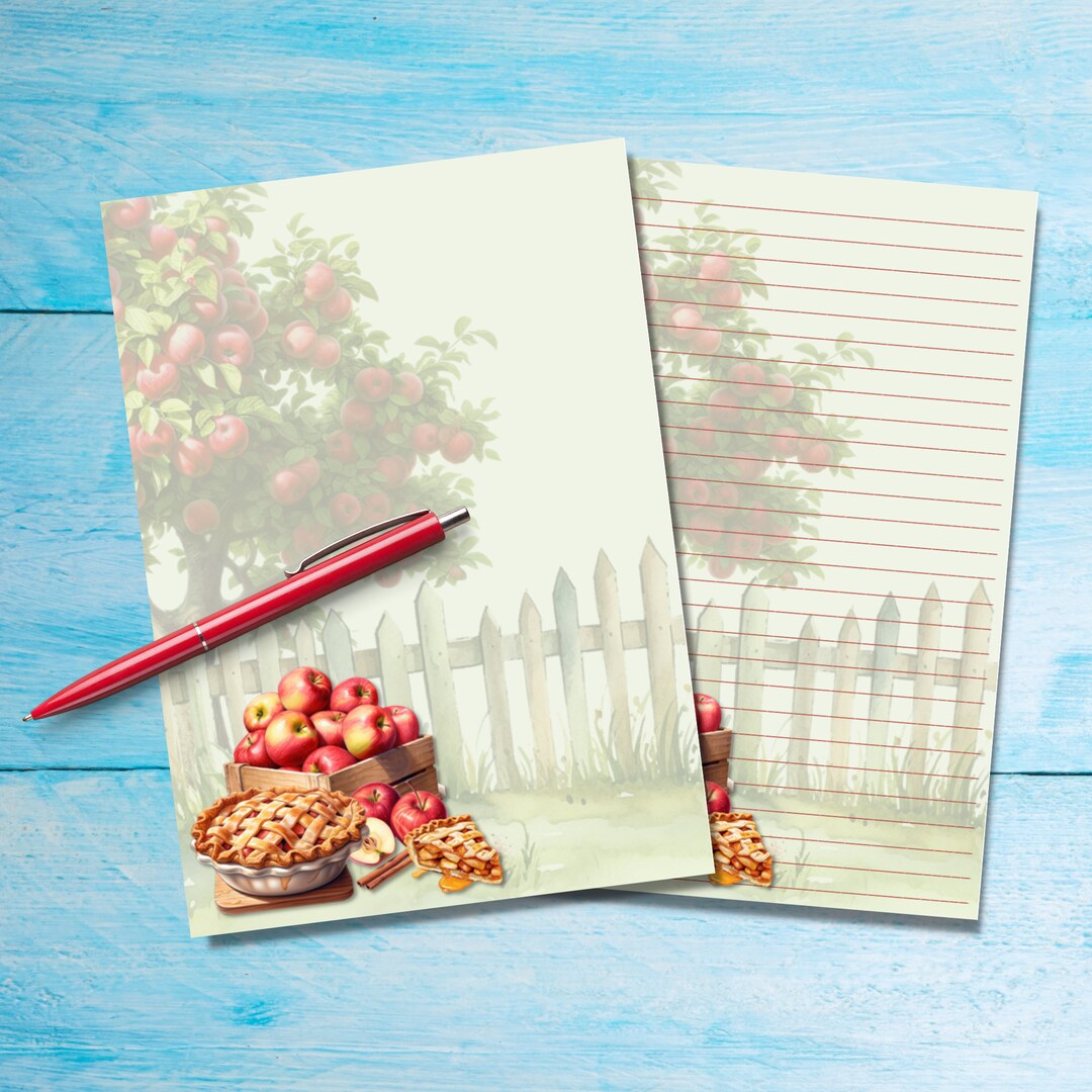 Apples A5 Letter Writing Paper, Pen Pal Supplies, Stationery Lined or ...