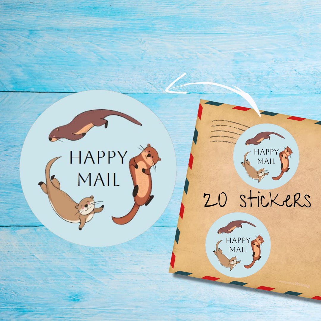 Otters Stickers Pack, Cute Individually Cut Round Matte Happy Mail ...