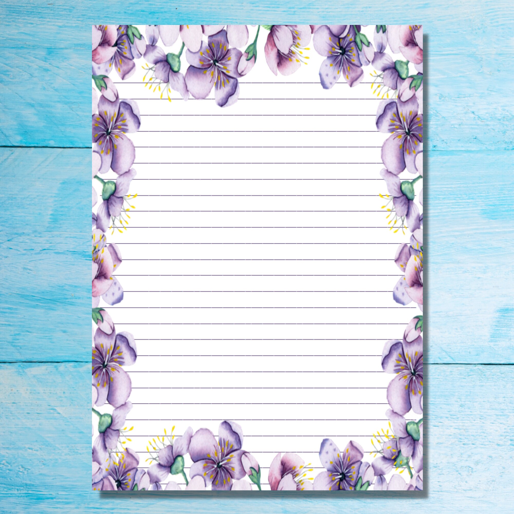 Spring Flowers Border A5 Letter Writing Paper, Penpal Supplies ...