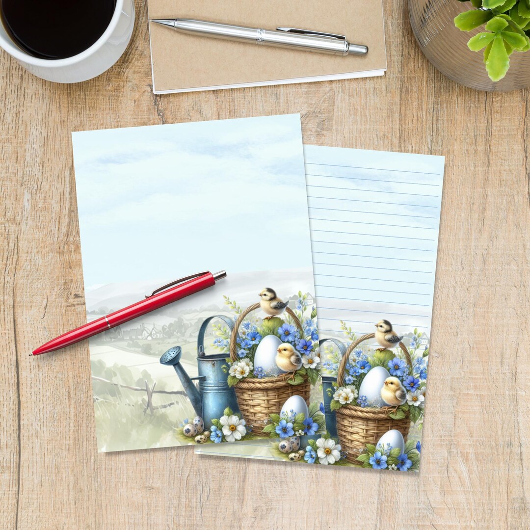Basket of Spring A5 Letter Writing Paper, Pen Pal Supplies, Stationery ...