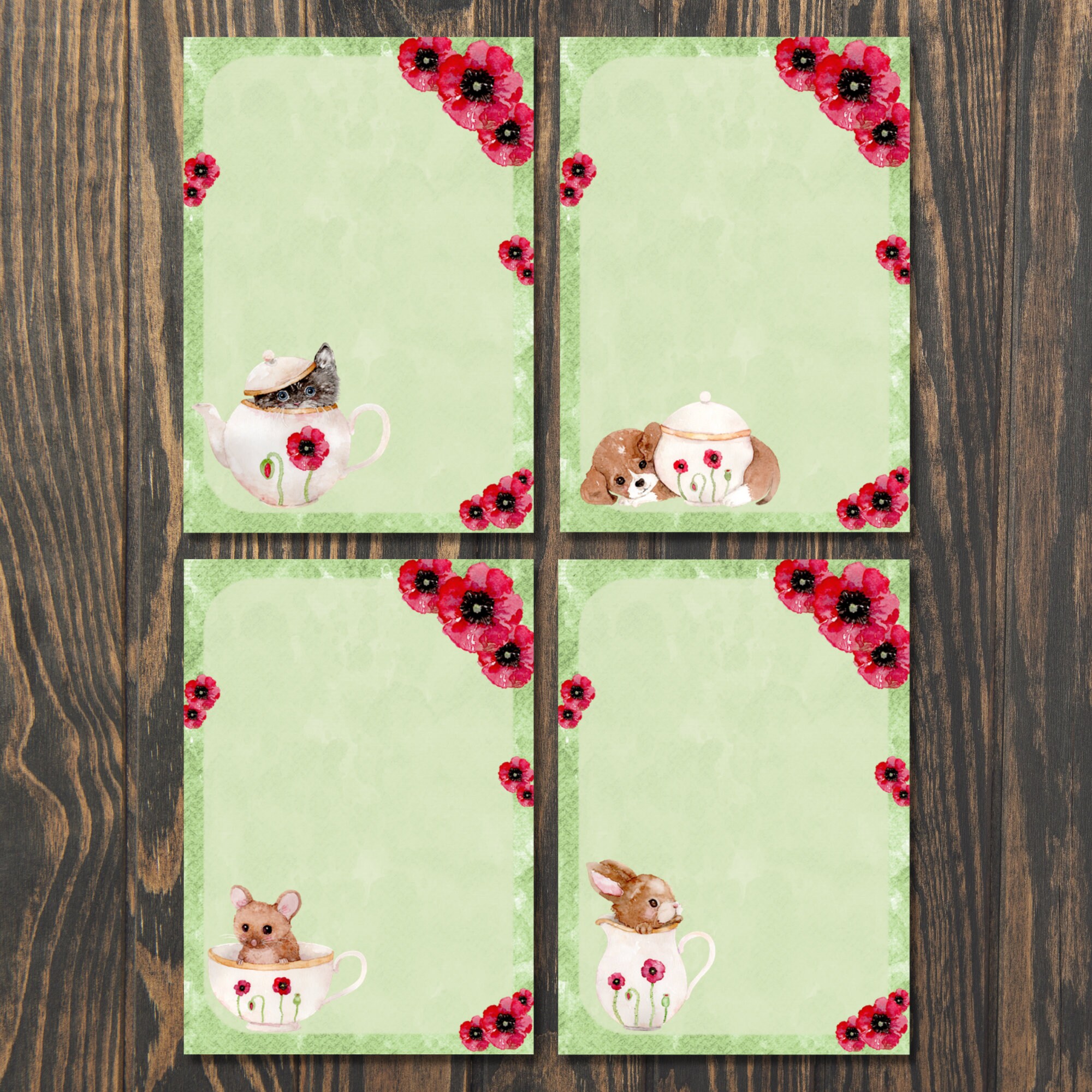 Poppy Tea-set A5 Letter Writing Paper Cute Stationery Sheets - Etsy