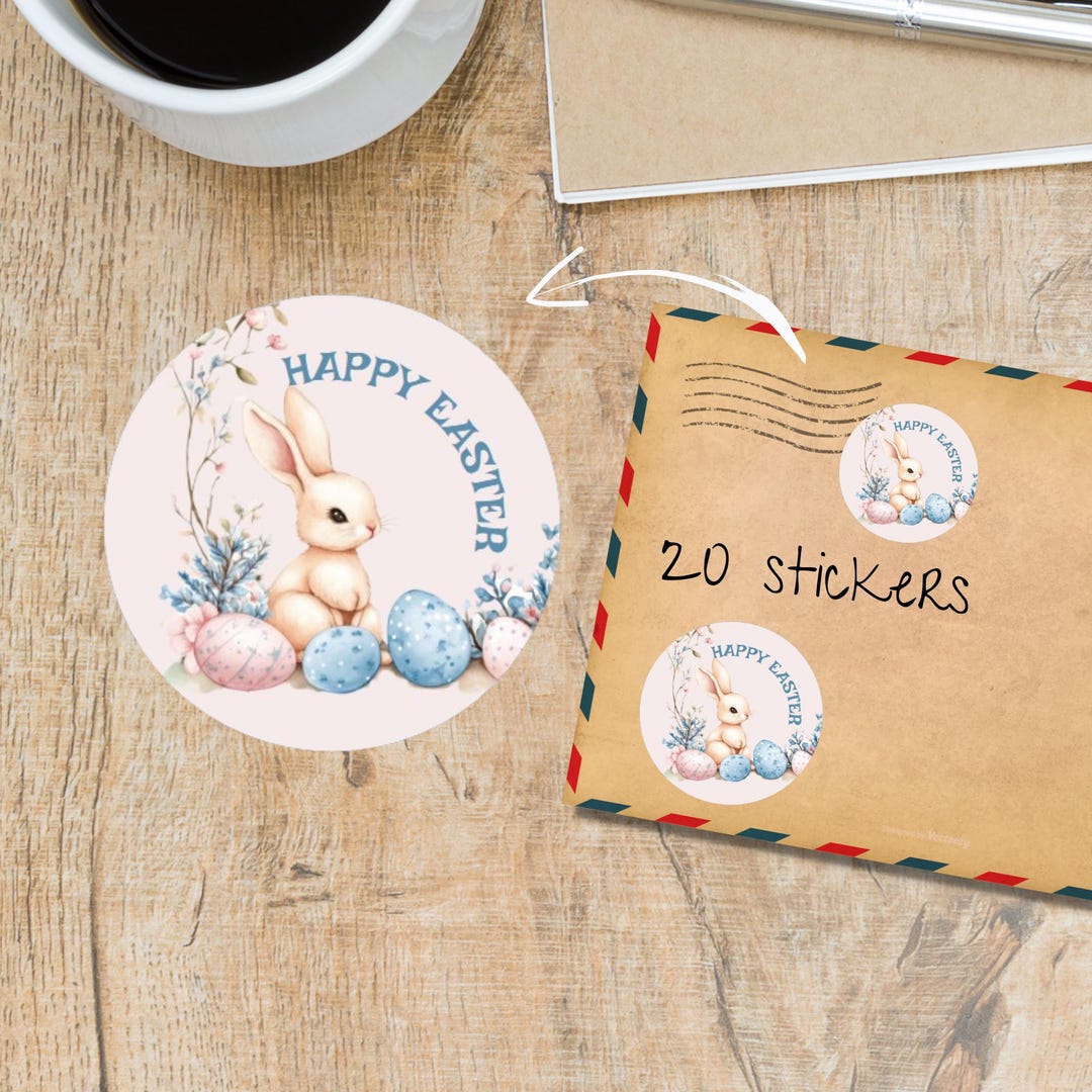 Egg Hunt Stickers Pack, Cute Individually Cut Round Matte Happy Mail ...