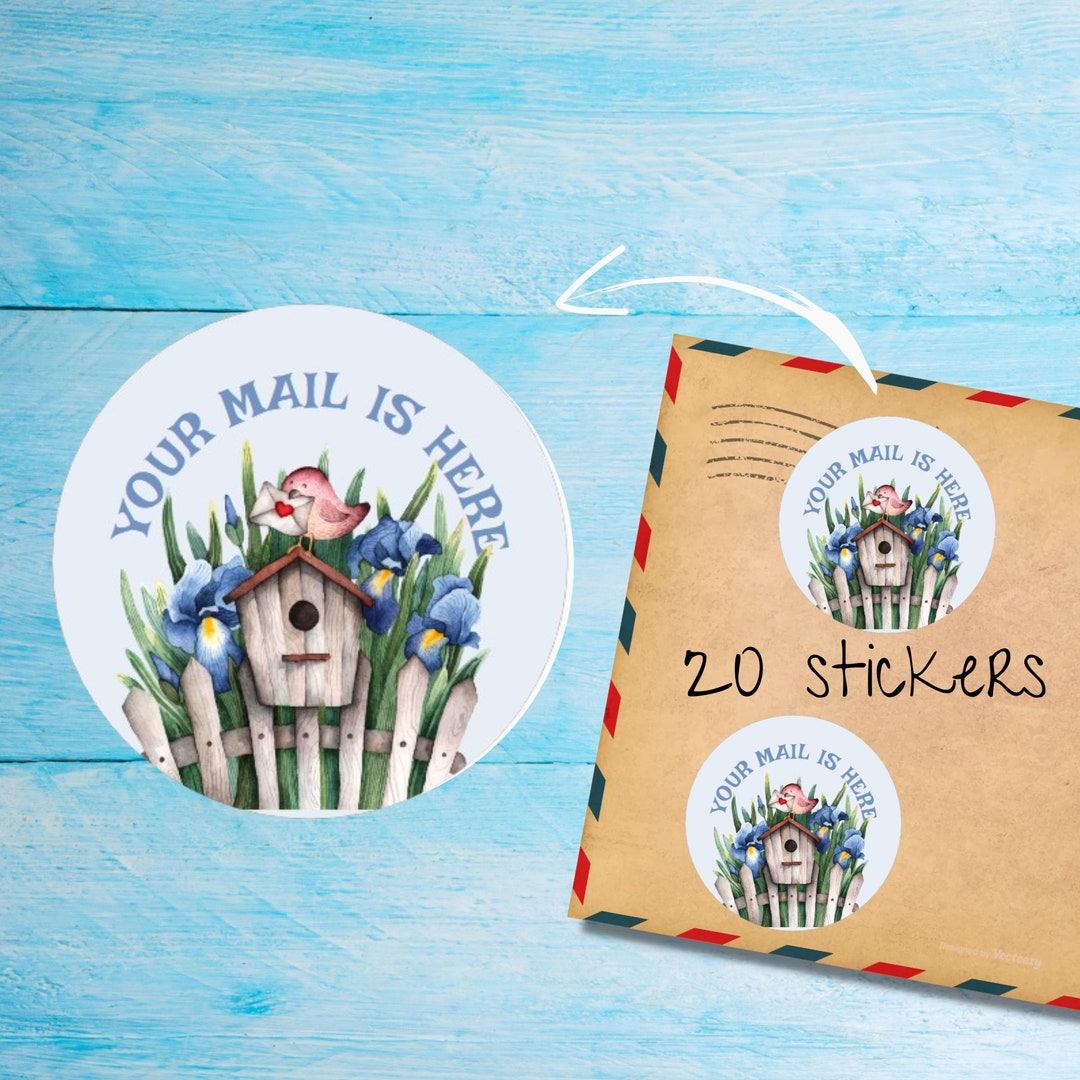Mails Here Stickers, Pack of 20 Individually Cut Round Matte, Cute ...