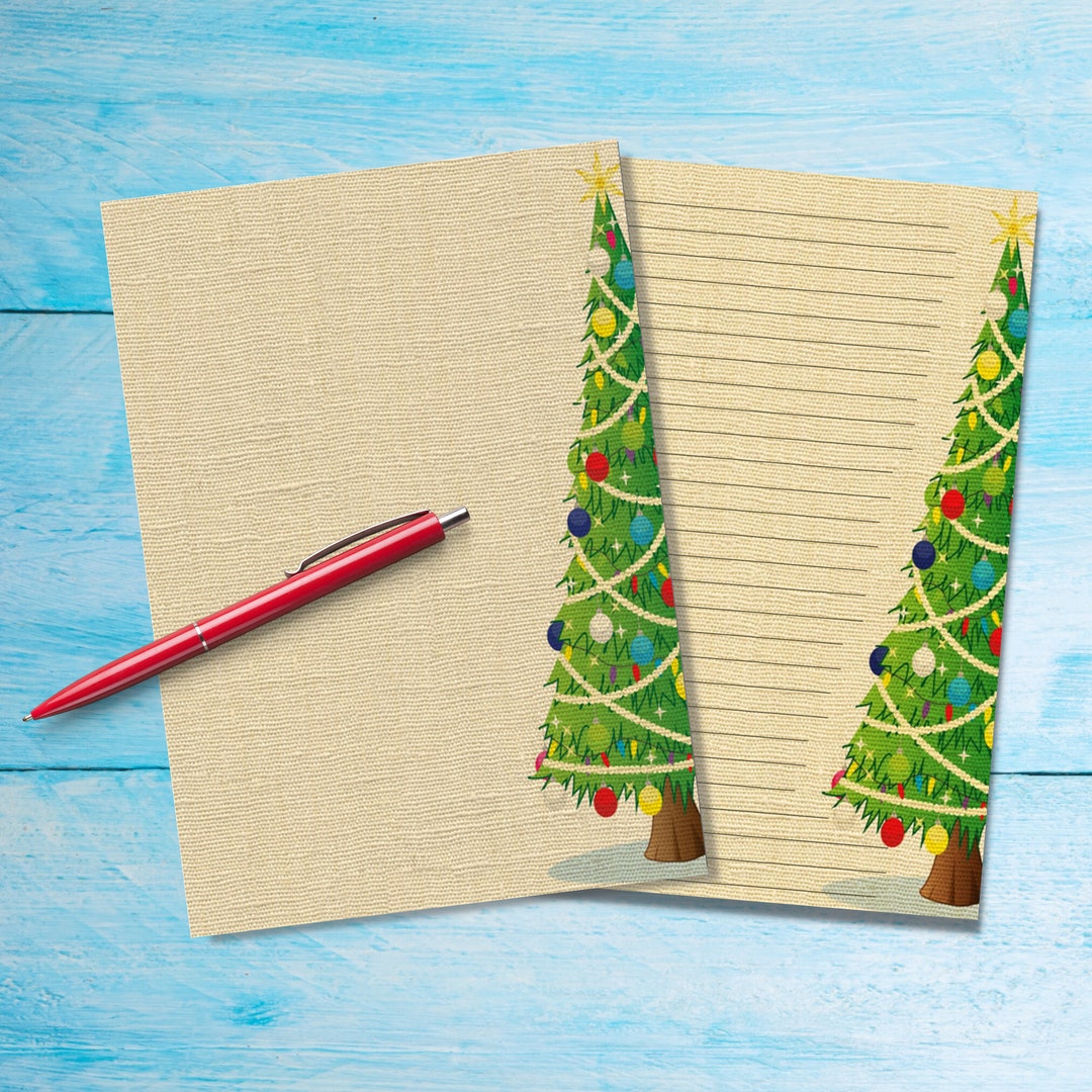 Oh Christmas Tree A5 Letter Writing Paper, Cute Xmas Stationery Lined ...