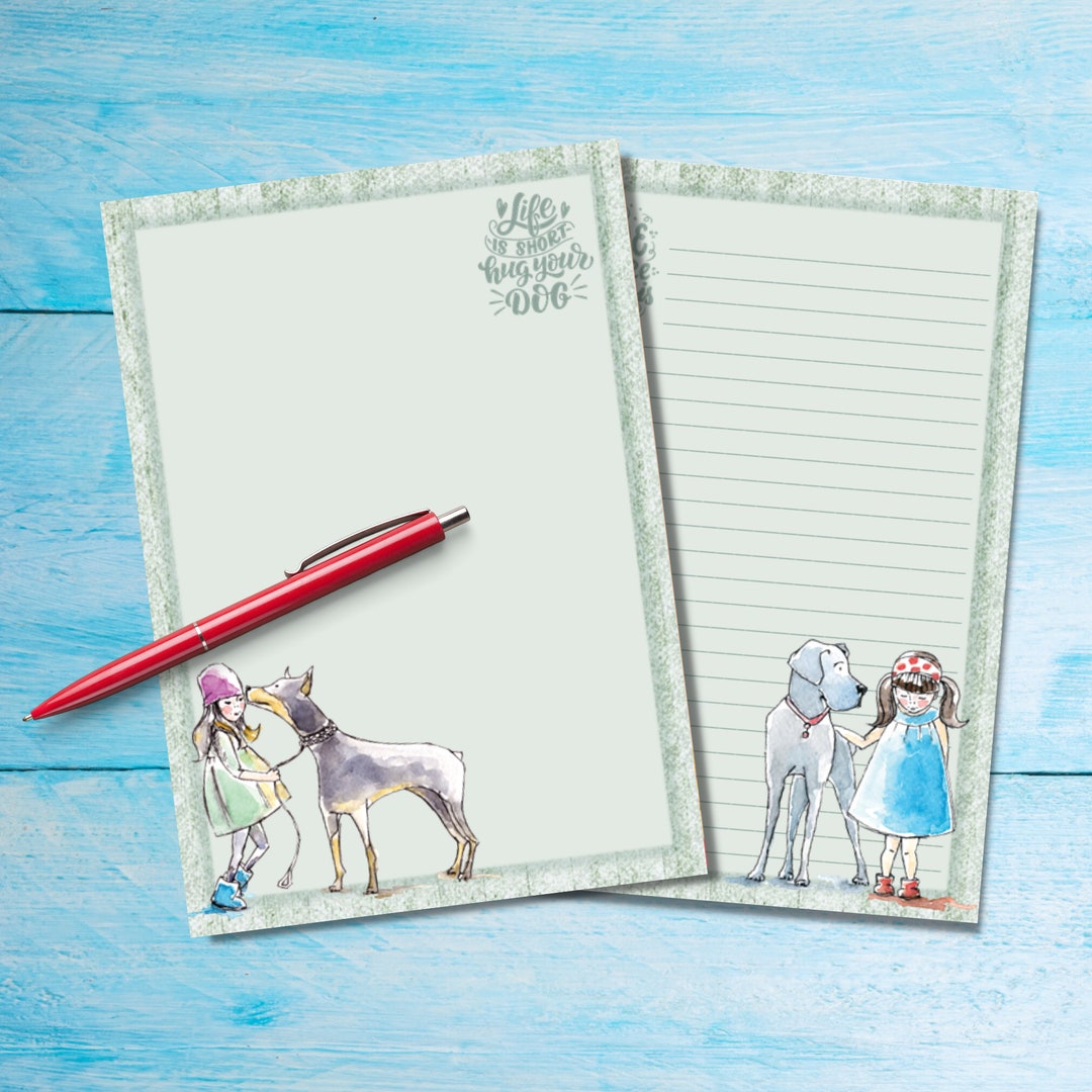 Dog Hugs A5 Letter Writing Paper, Penpal Supplies, Stationery Sheets ...