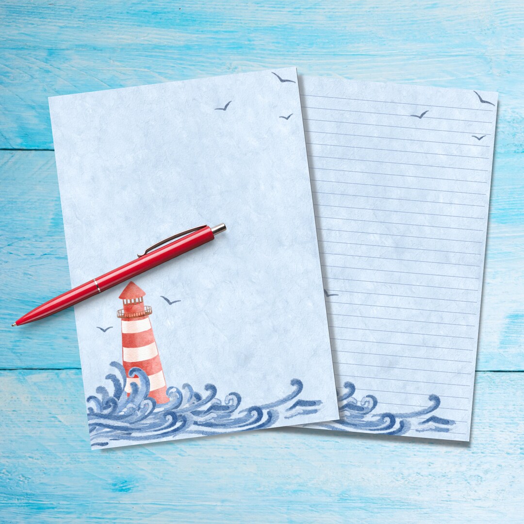 Lighthouse A5 Letter Writing Paper, Pen Pal Supplies, Stationery Lined ...