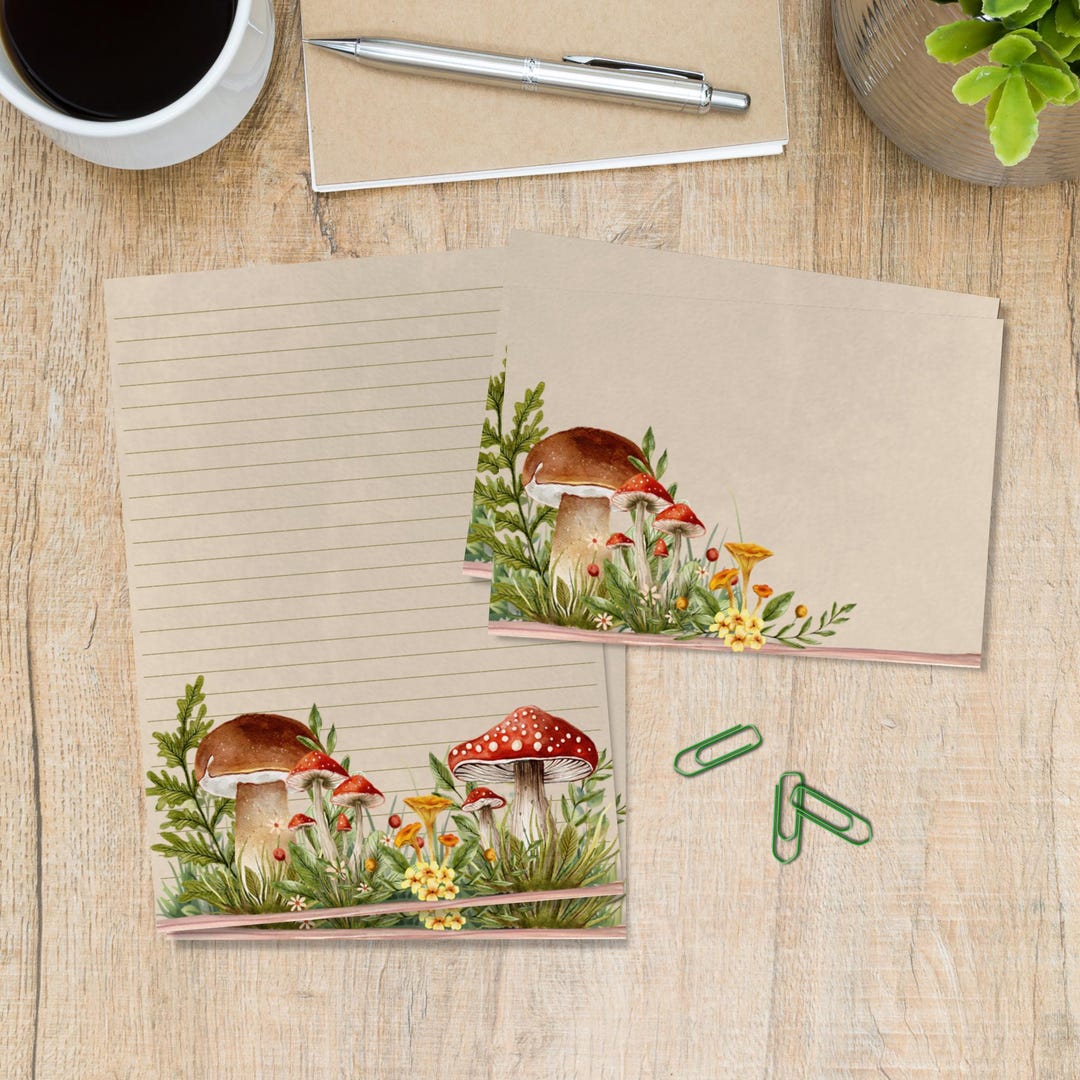 Mushroom Meadow Stationery Set, A5 Letter Writing Paper With Matching ...