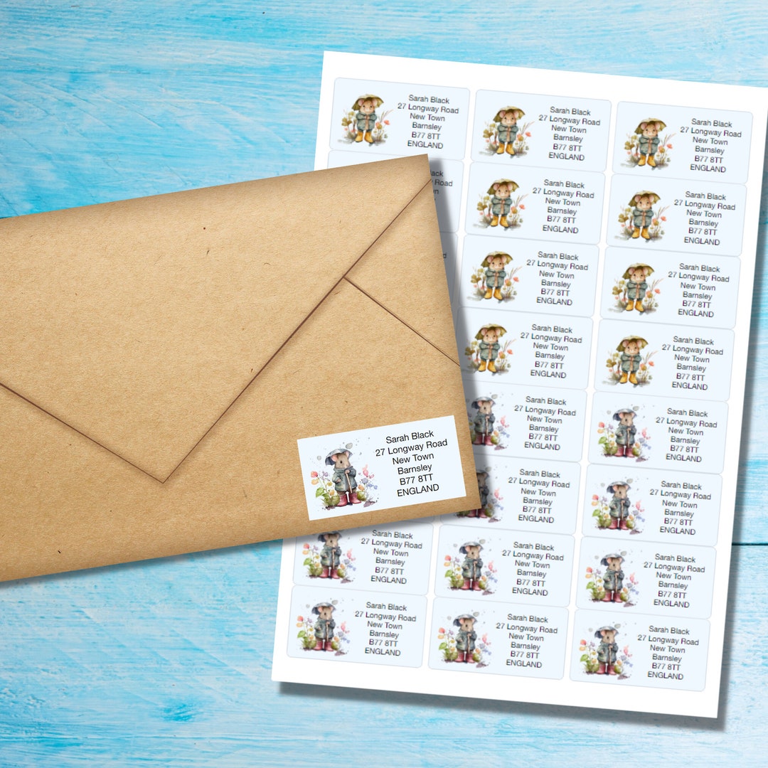 April Showers Self Adhesive Return Address Labels, 24 Labels per Sheet ...
