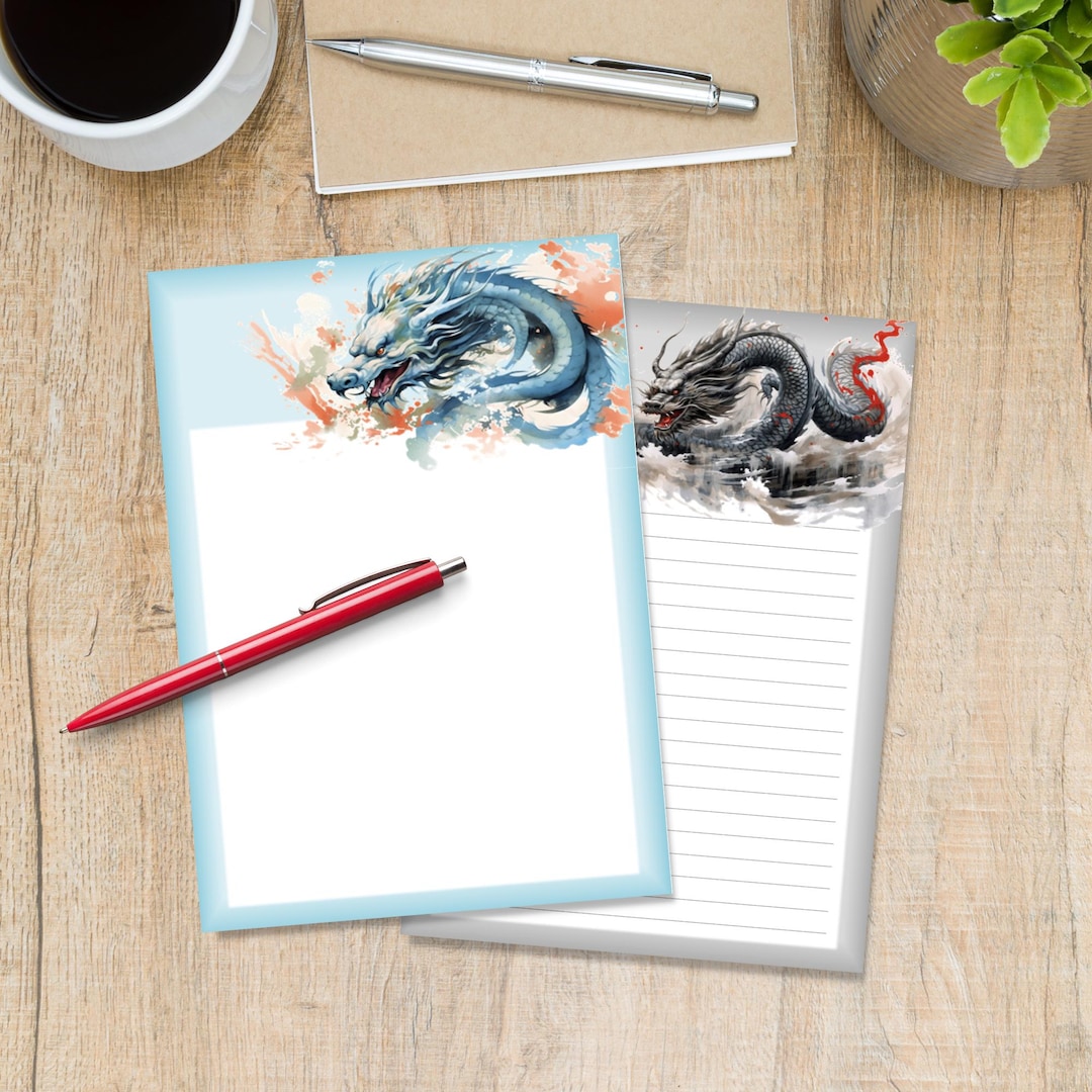 Oriental Dragons A5 Letter Writing Paper, Pen Pal Supplies, Stationery ...