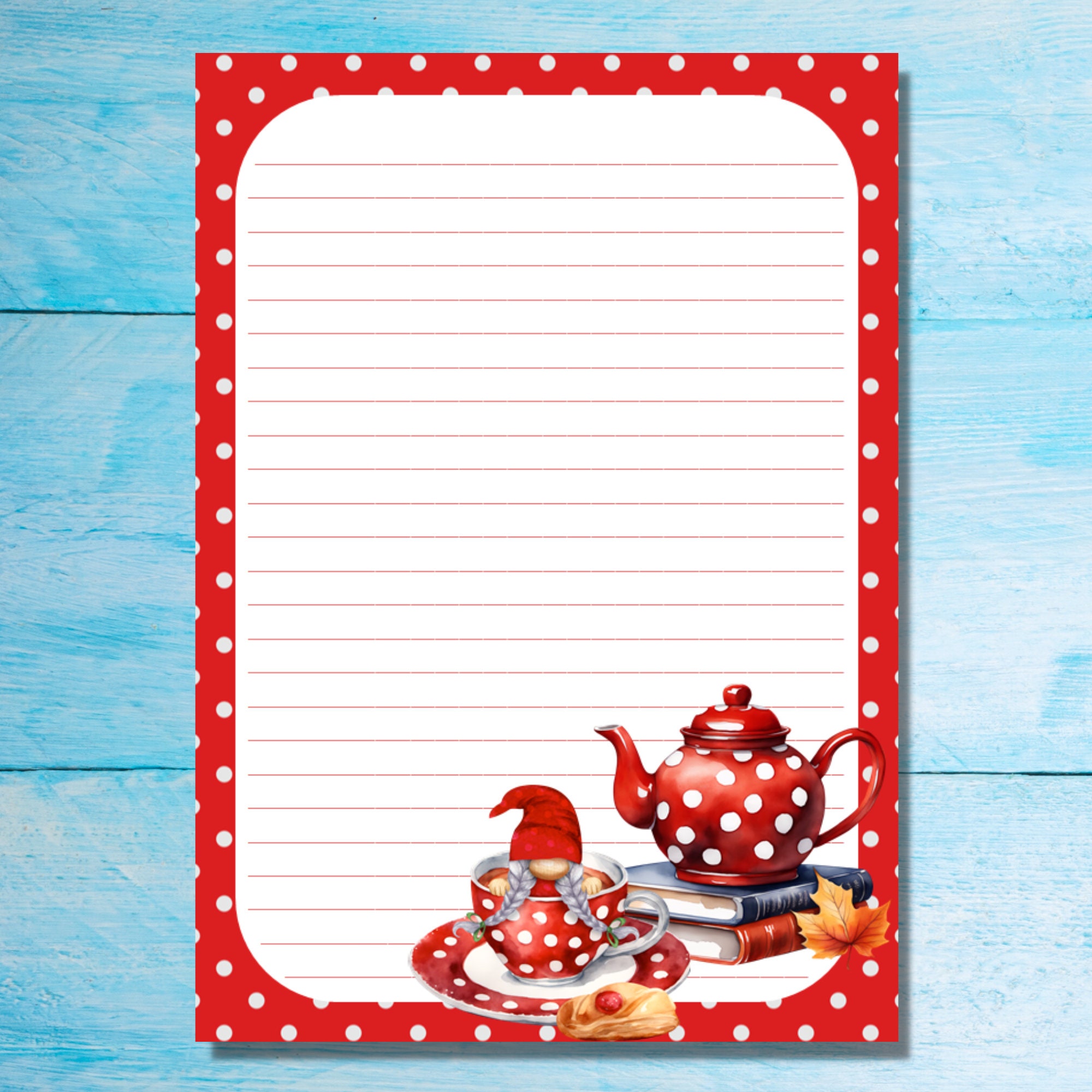 Polka Dot Tea A5 Letter Writing Paper, Pen Pal Supplies, Stationery ...