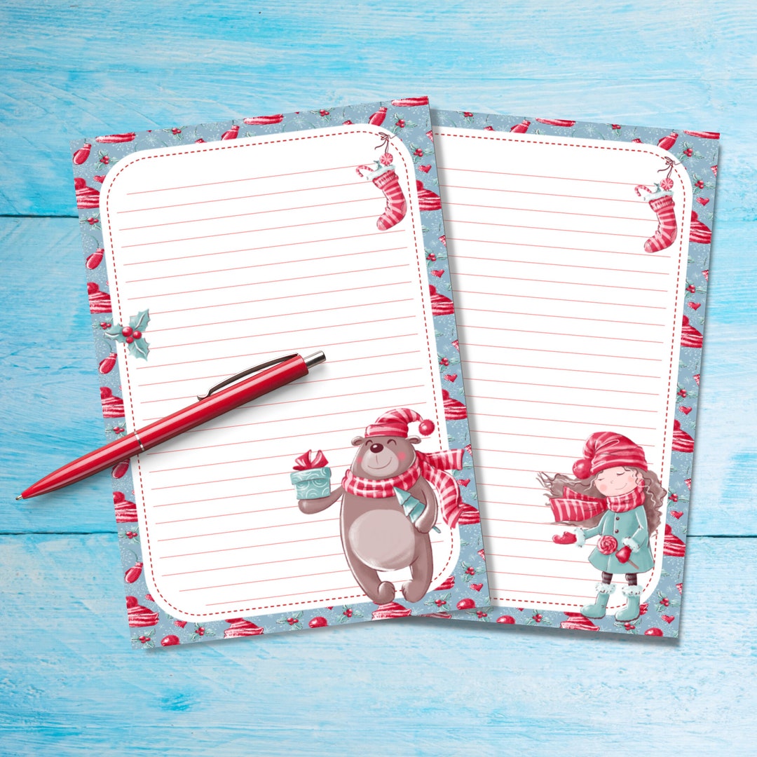 Christmas Friends A5 Letter Writing Paper, Cute Stationery Sheets Lined ...