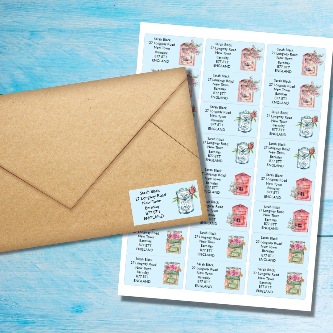 Post Boxes Self Adhesive Return Address Labels, 24 Labels per Sheet, 63 ...