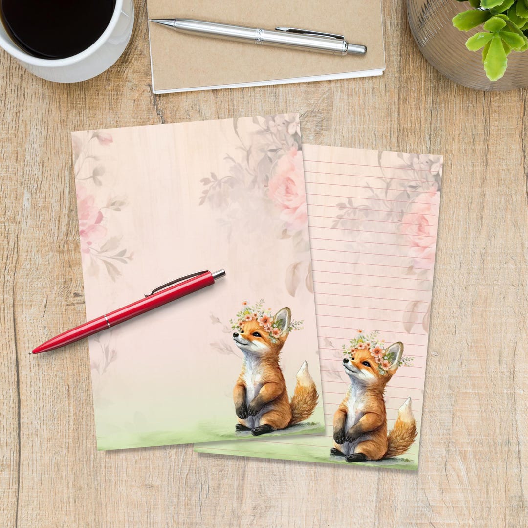 Spring Fox A5 Letter Writing Paper, Pen Pal Supplies, Stationery Lined ...