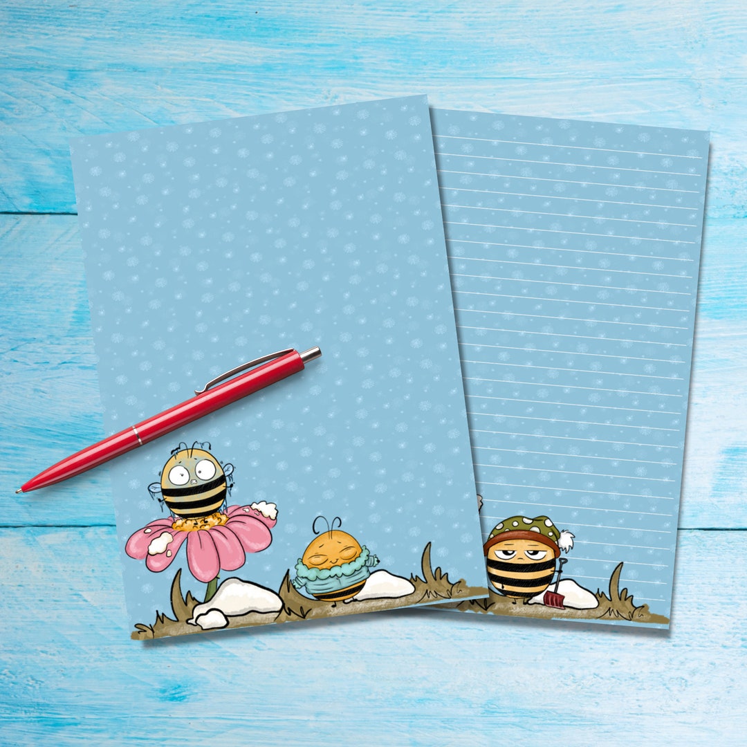 Winter Bees A5 Letter Writing Paper, Pen Pal Supplies, Stationery Lined ...
