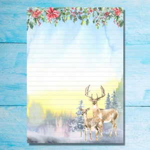 Winter Deer A5 Letter Writing Paper, Pen Pal Supplies, Stationery Lined ...