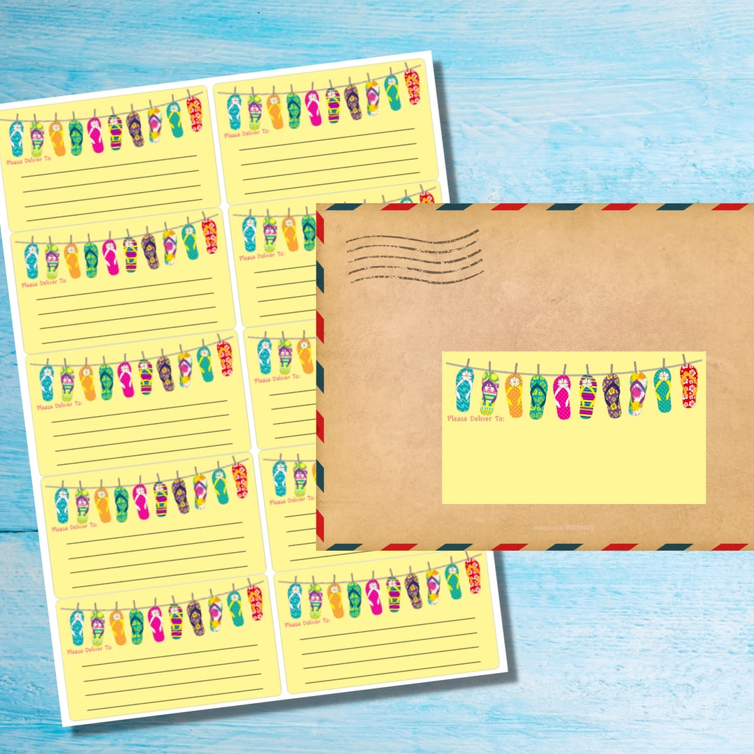 Flip Flops Line Self Adhesive Please Deliver To.. Labels, 10 Labels per ...