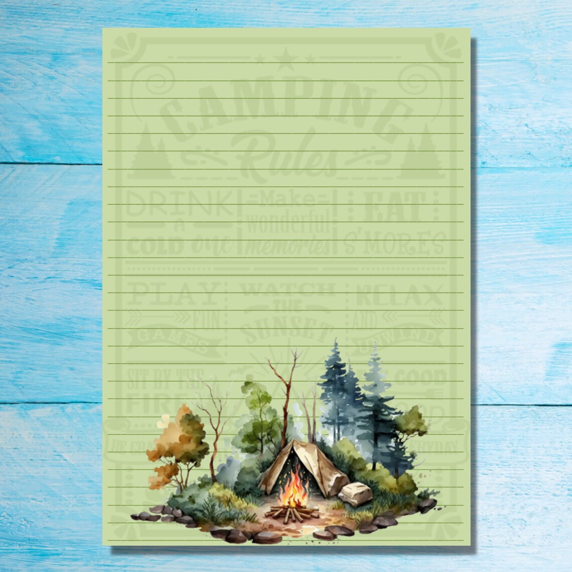 Camping Rules A5 Letter Writing Paper, Pen Pal Supplies, Stationery ...