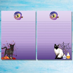 Halloween Cat A5 Letter Writing Paper, Lined or Unlined Notepaper ...