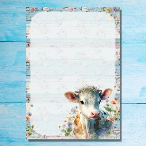 Shabby Floral Cow A5 Letter Writing Paper, Penpal Stationery Supplies ...