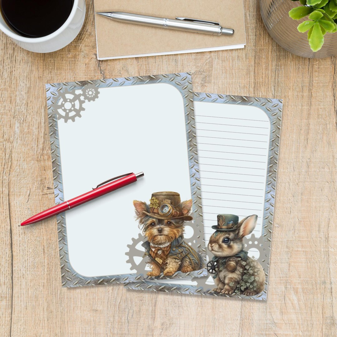 Steampunk Animals Stationery Letter Sheets, Penpal Supplies, A5 Letter ...