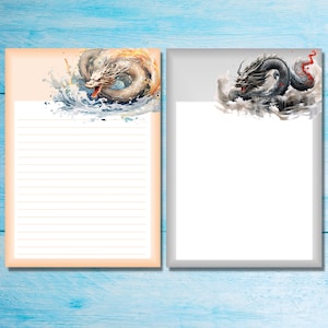 Oriental Dragons A5 Letter Writing Paper, Pen Pal Supplies, Stationery ...
