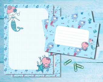 Printable Writing Paper Sweet Little Mermaid Kawaii - Etsy Israel
