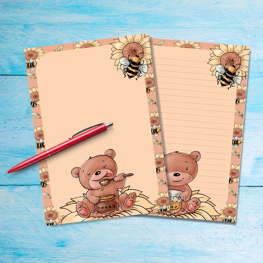 Honey Bee Bear A5 Letter Writing Paper, Pen Pal Supplies, Stationery ...