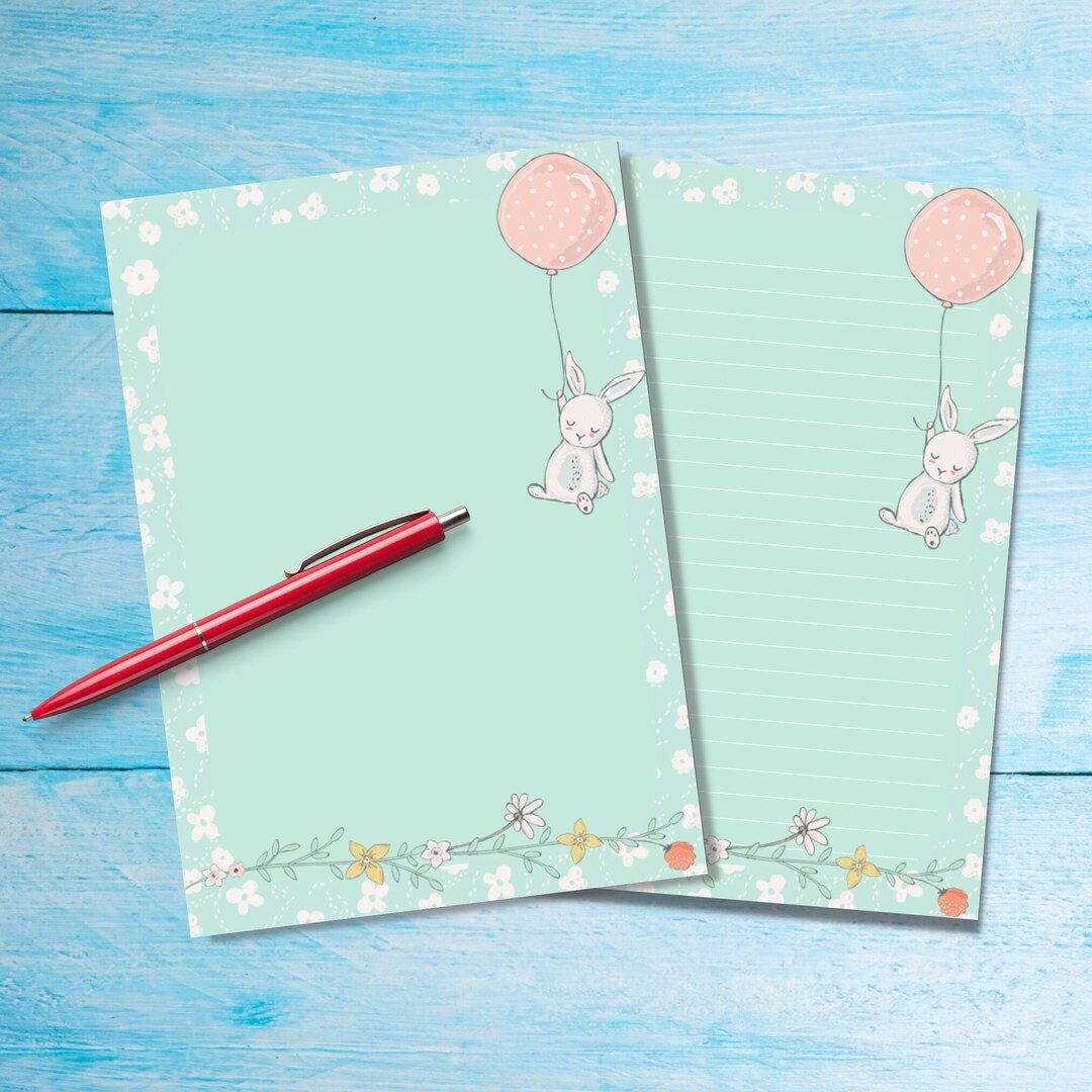 Float Away Little Bunny A5 Letter Writing Paper, Pen Pal Supplies ...