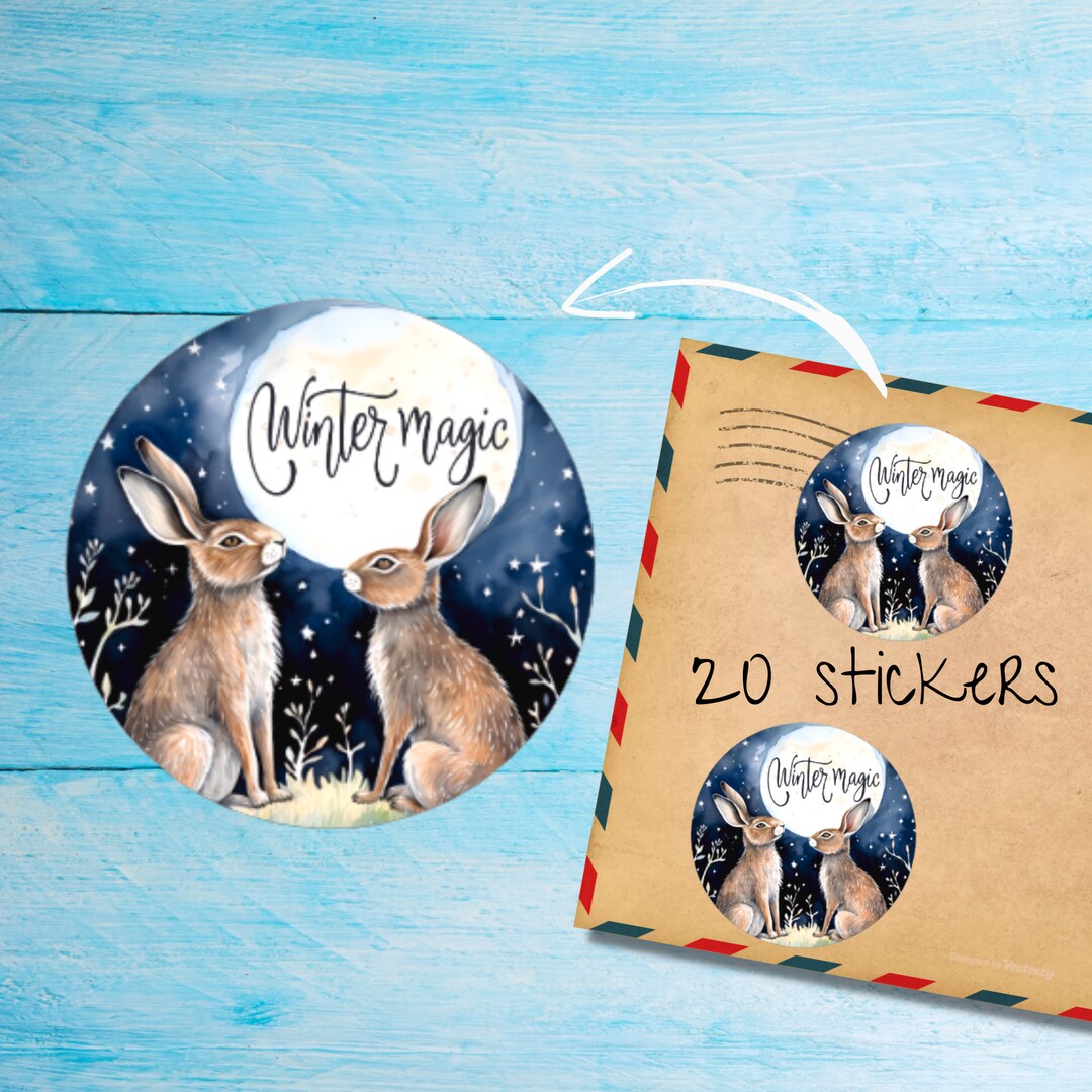 Hare Stickers Pack, Cute Individually Cut Round Matte Happy Mail Labels ...