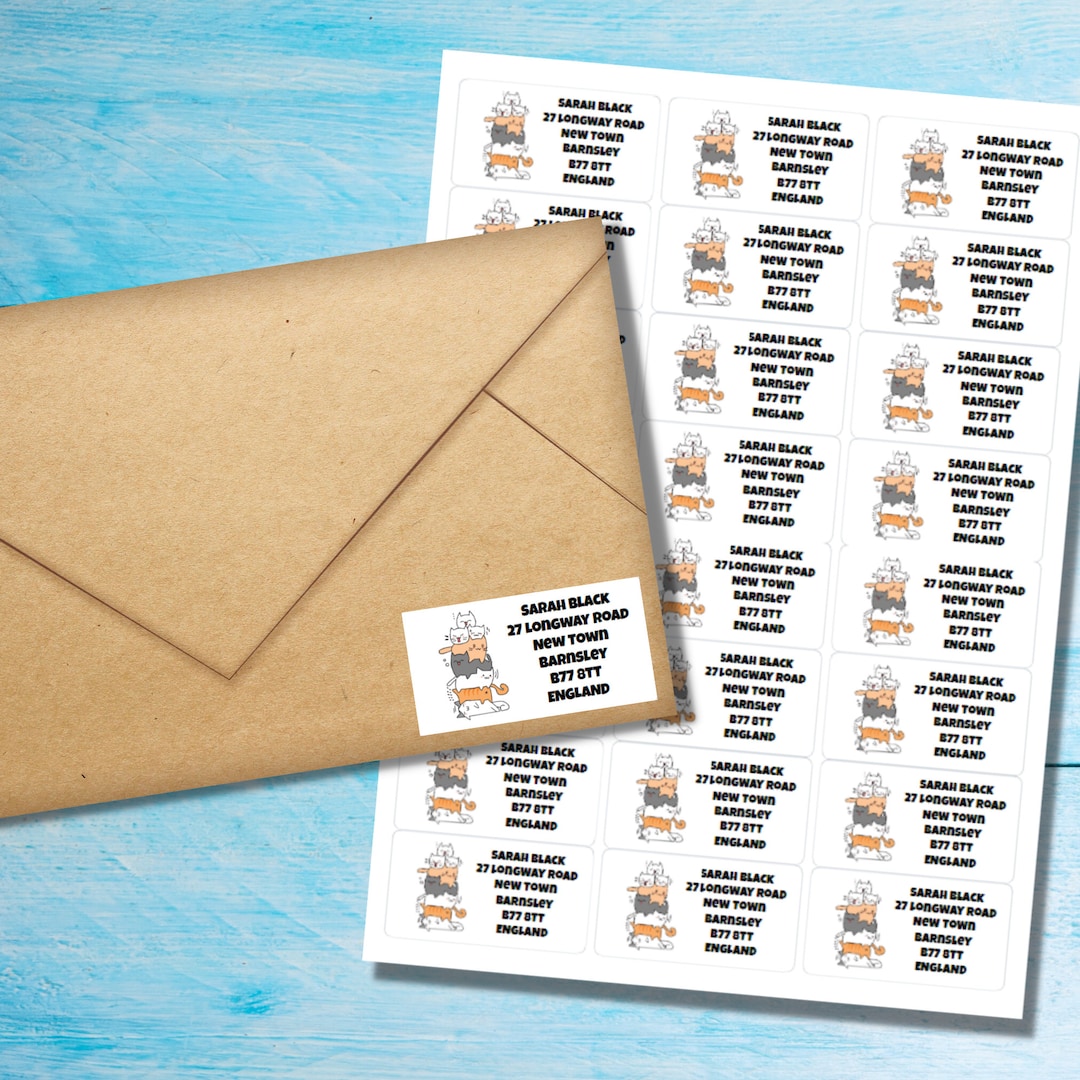 Funny Cats Self Adhesive Return Address Labels, 24 Labels per Sheet, 63 ...