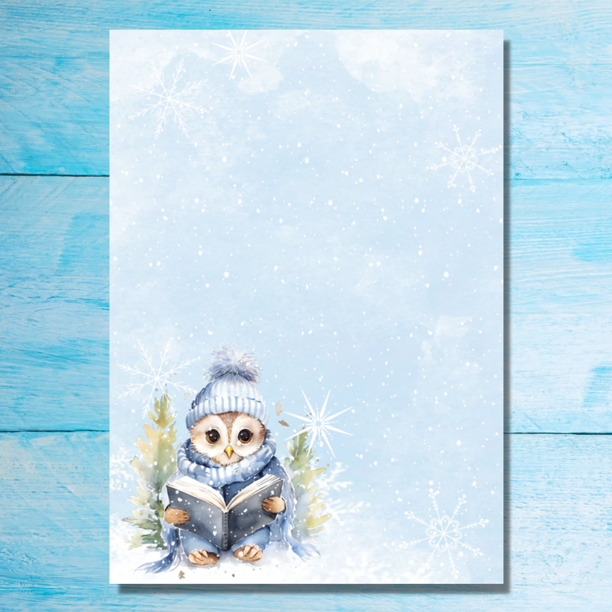Winter Owl A5 Letter Writing Paper, Pen Pal Supplies, Stationery Lined ...