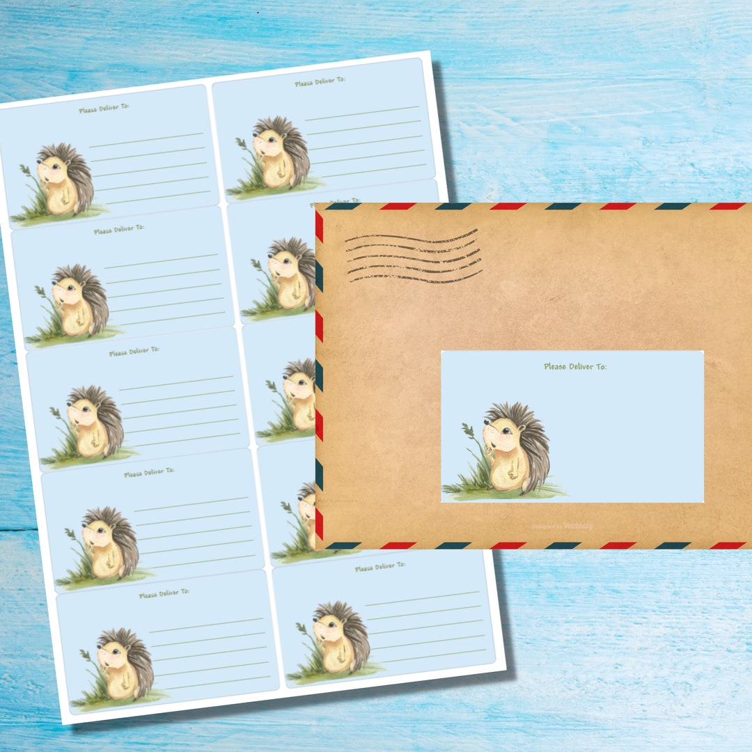 Heidi Hedgehog Self Adhesive Please Deliver To.. Labels, 10 Labels per ...