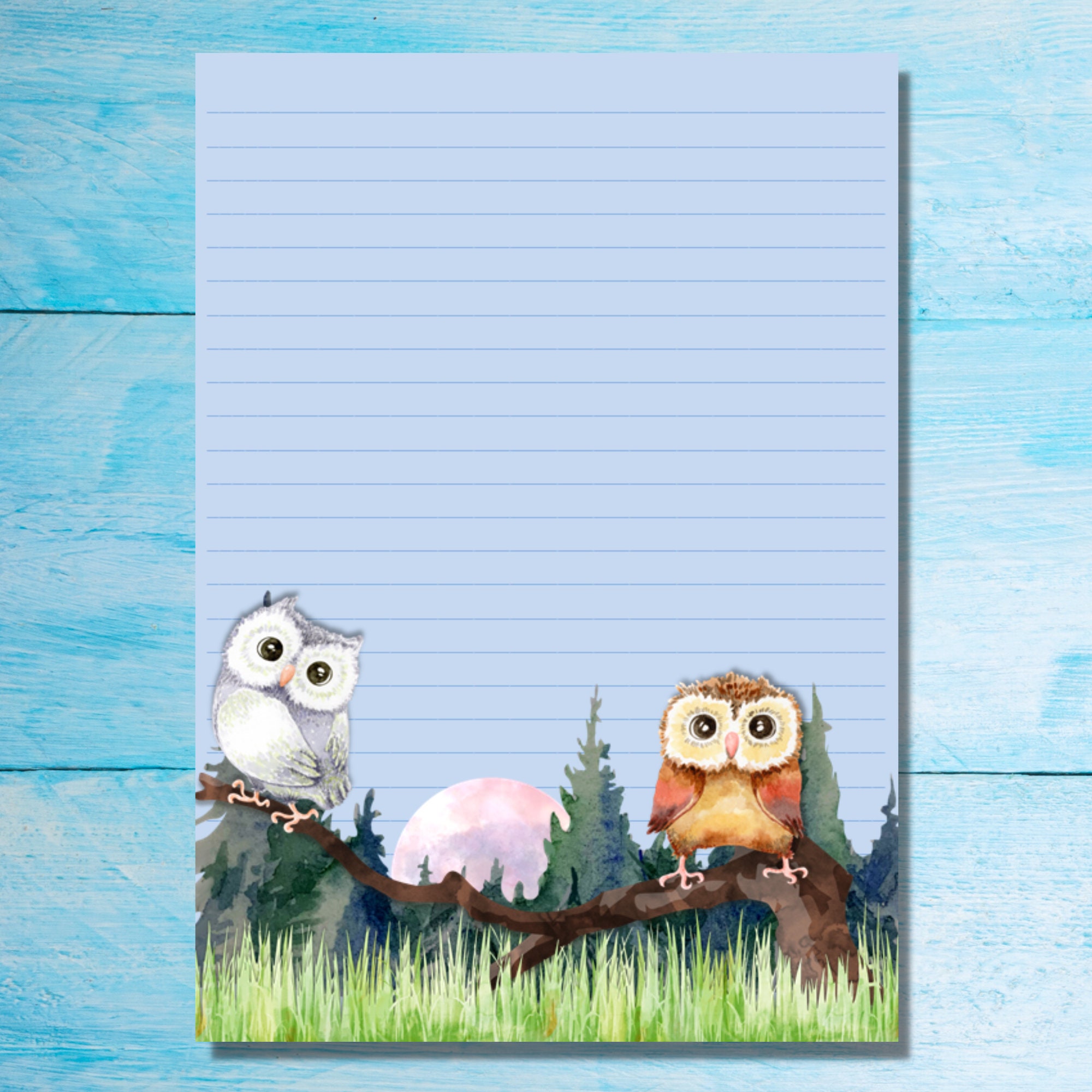 Buho Owls A5 Letter Writing Paper, Pen Pal Supplies, Stationery Lined ...