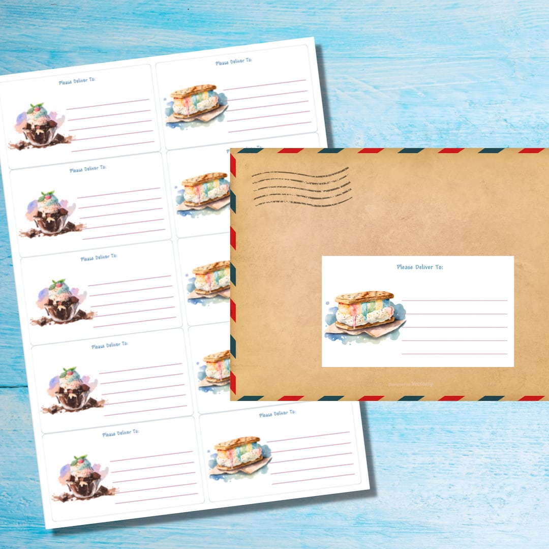 Ice-cream Sundaes Self Adhesive Please Deliver To.. Labels, 10 Labels ...