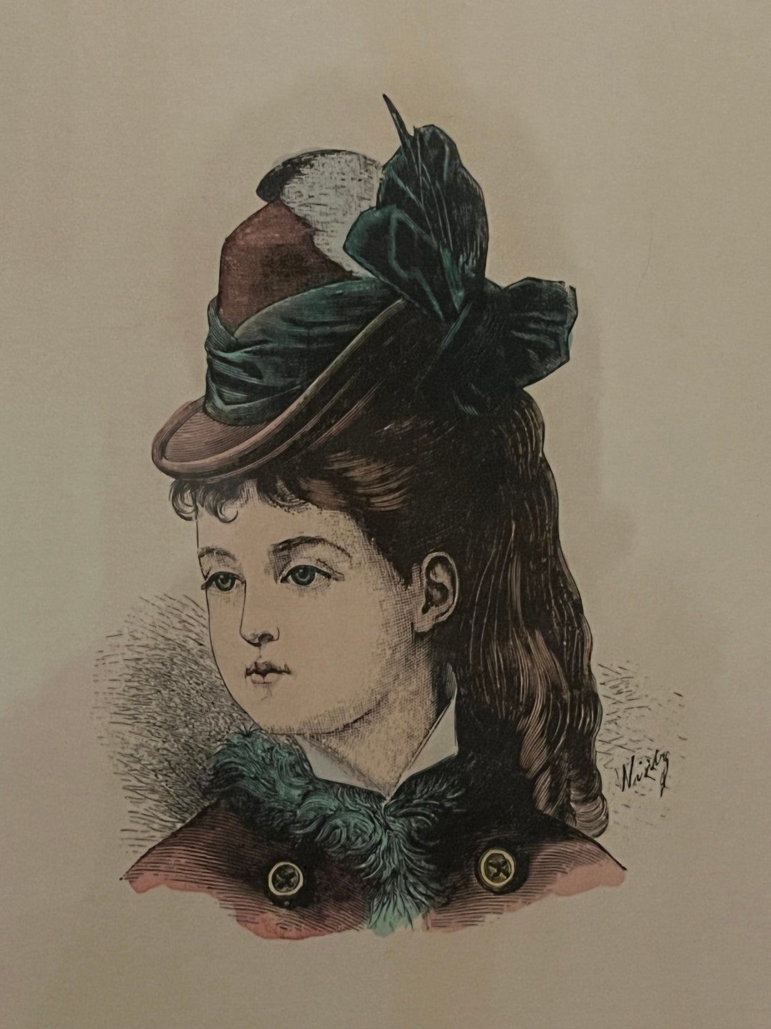 Antique Pen & Ink Portrait Drawing, Victorian Young Lady, 1870s (19x15 ...