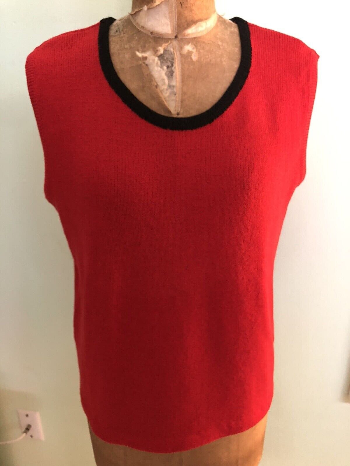 Vintage ALNORAL by Al SPOKAVICIUS PULLOVER Knit Red Sleeveless Size 2 X ...