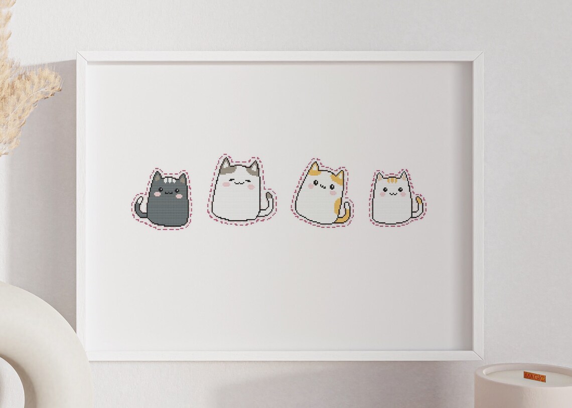 Smiley Kittens Cross Stitch Pattern digital Format PDF Instant Download ...