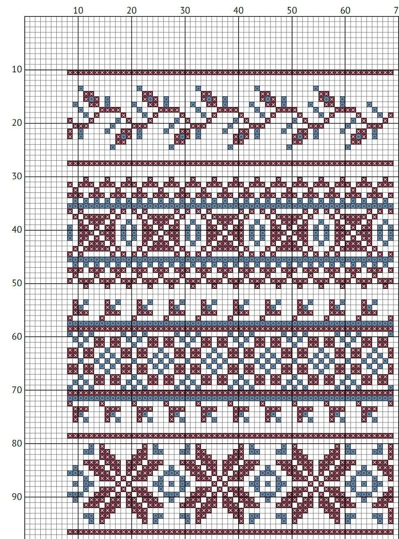 Antique Sampler/ Borders Cross Stitch Pattern/ 15 Decorative Borders ...