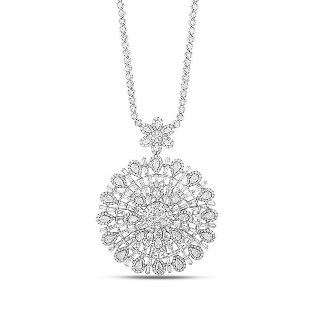 Medallion Diamond Necklace, Wedding Jewelry, Engagement Gift - Etsy